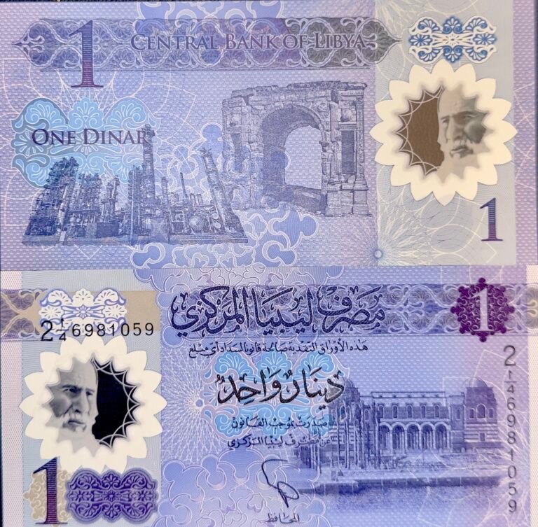 Libya 1 Dinar Polymer Plastic currency - Antiquarian
