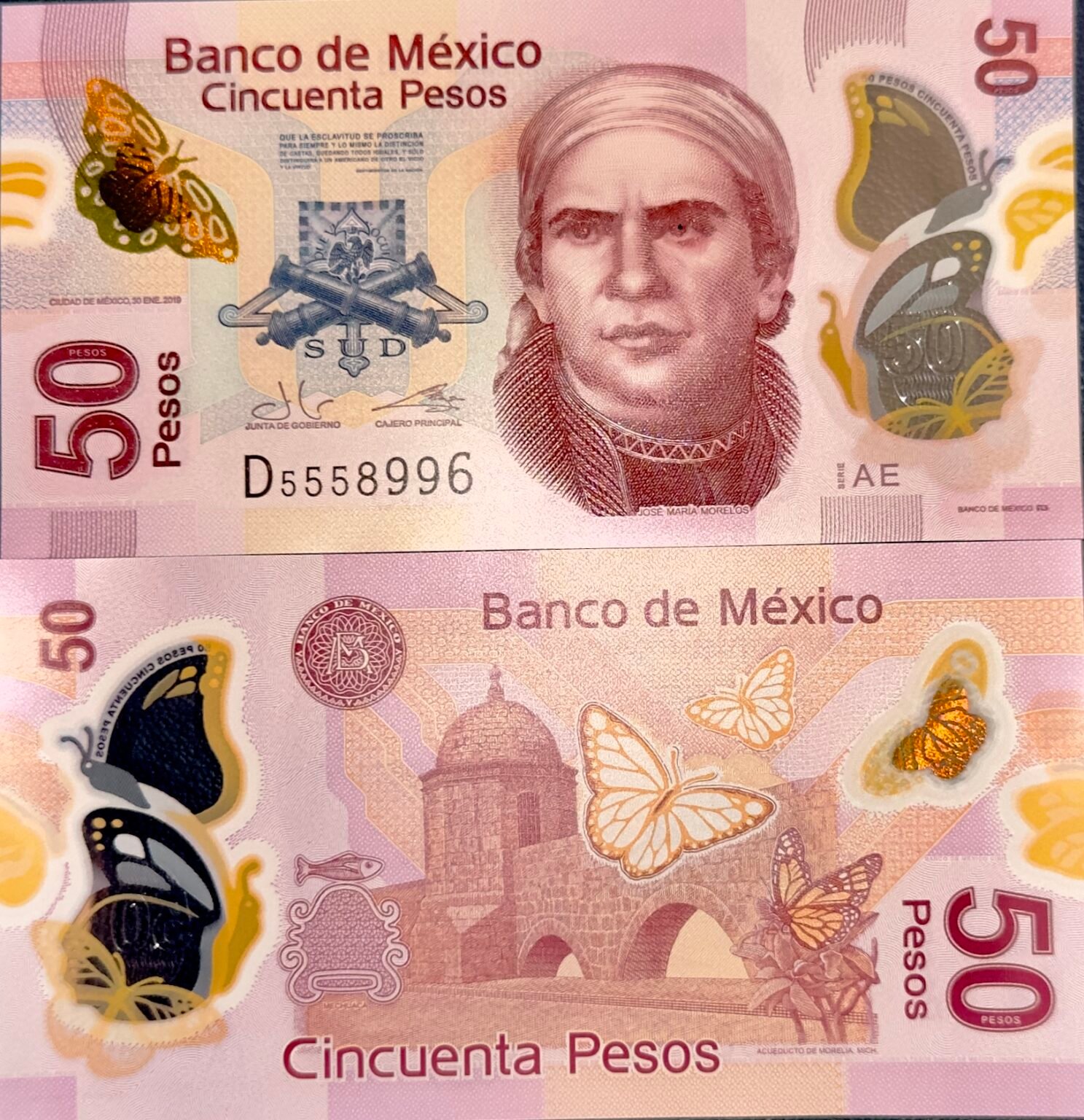 Mexico 50 Pesos Plastic Currency - Antiquarian